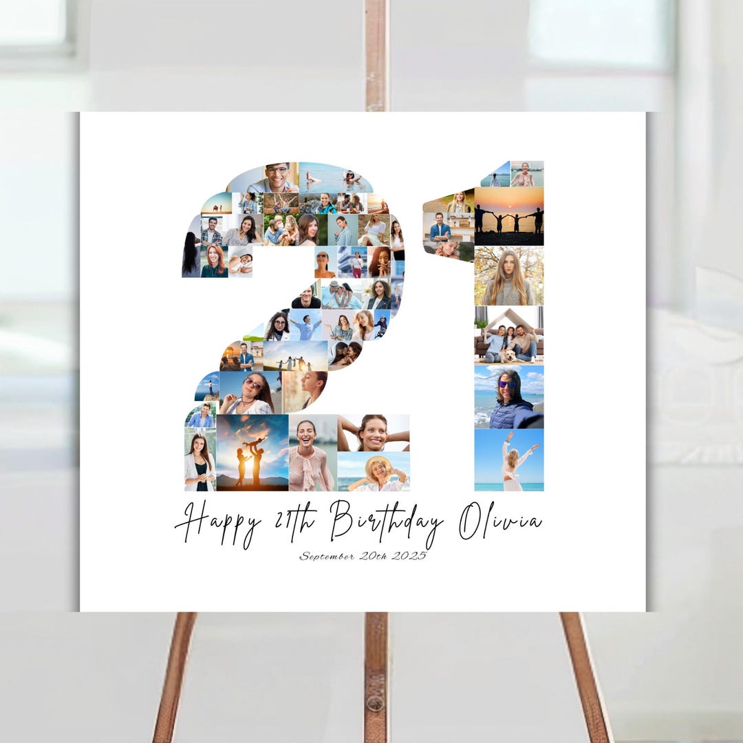 21st Birthday Photo Collage Template: Customizable Canva Gift (instant ...
