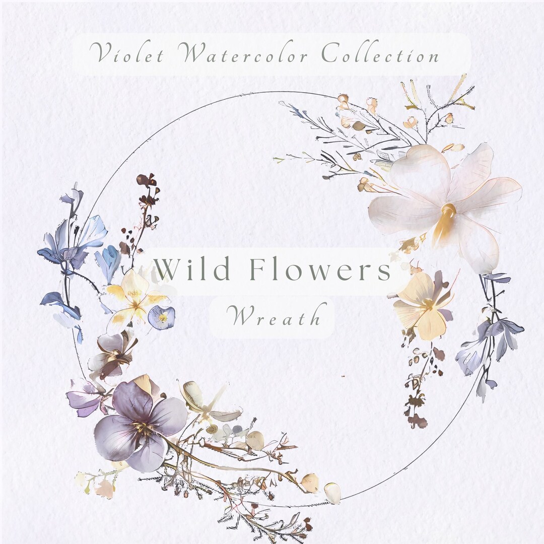 Violet Wildflower Wreath SVG: Floral Clipart Bundle (PNG, SVG) - Etsy