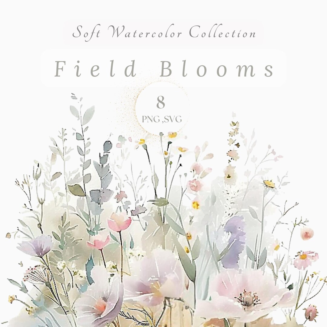Dusty Wild Floral Watercolor Clipart Neutral Wedding Flowers PNG ...