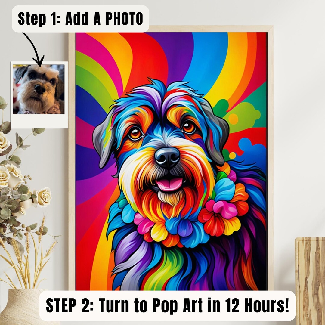 Pop Art Portrait Custom Dog Watercolor Portrait Colorful Popart Print ...