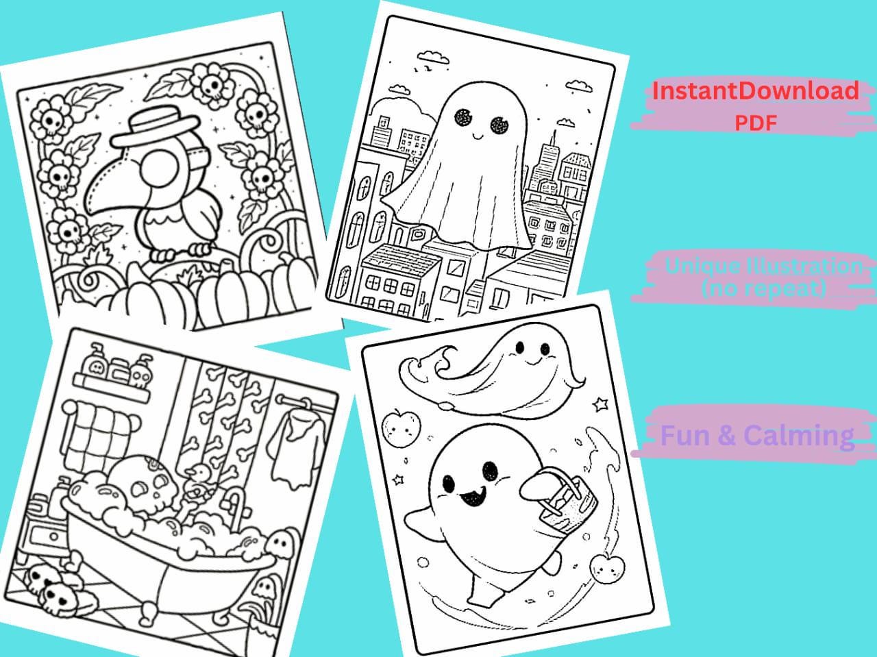 Spooky Cutie Coloring Pages,kids Coloring Pages,halloween Coloring ...