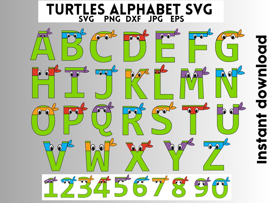 Turtle Font Svg,ninja Font Svg,ninja Letters Svg,alphabets Turtle ...