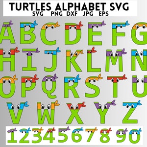 Turtle Font Svg,ninja Font Svg,ninja Letters Svg,alphabets Turtle ...