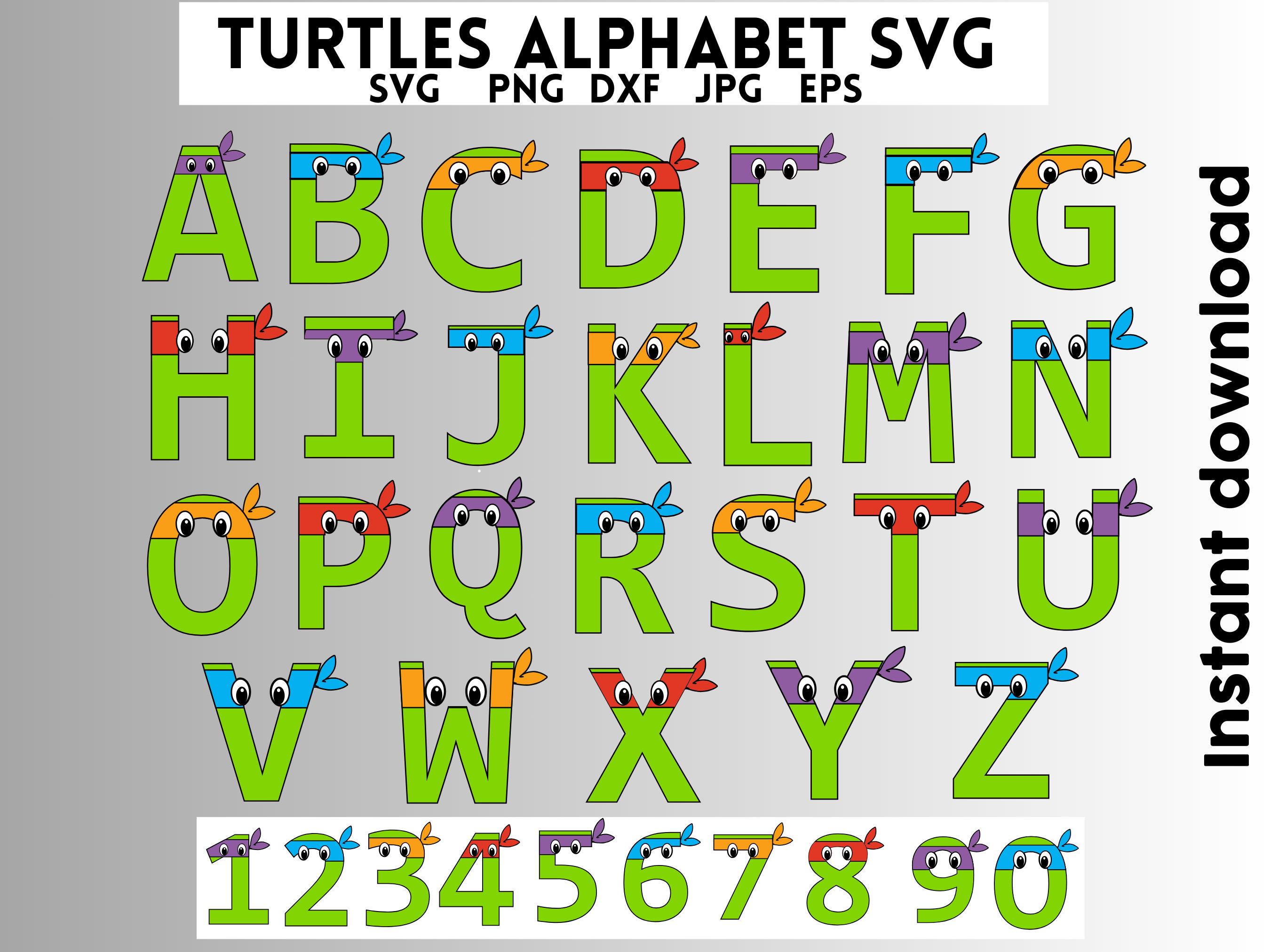 Turtle Font Svg,ninja Font Svg,ninja Letters Svg,alphabets Turtle ...