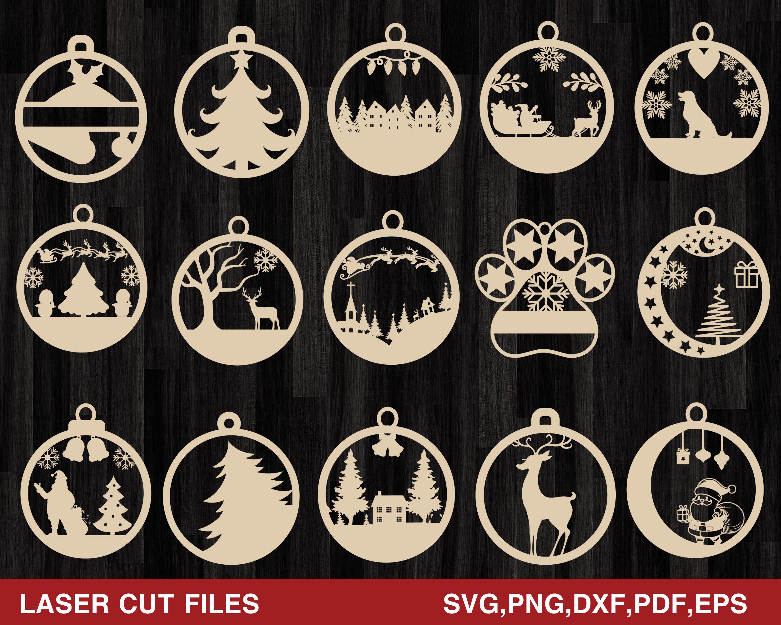 Christmas Balls Svg Bundle,christmas Ornament Laser Cut Files Glowforge ...