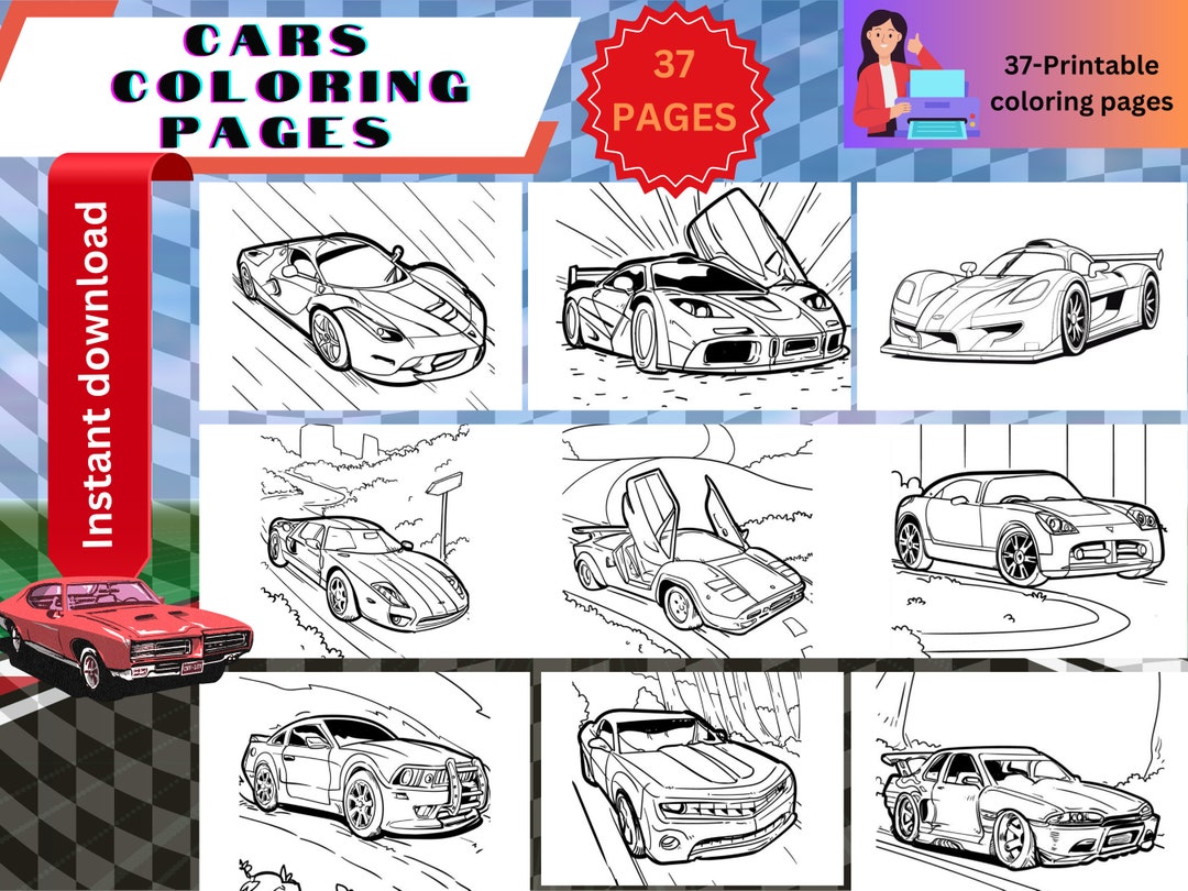 Cars/vehicle Coloring Pages, Kids Coloring Book, Bold and Easy Coloring ...