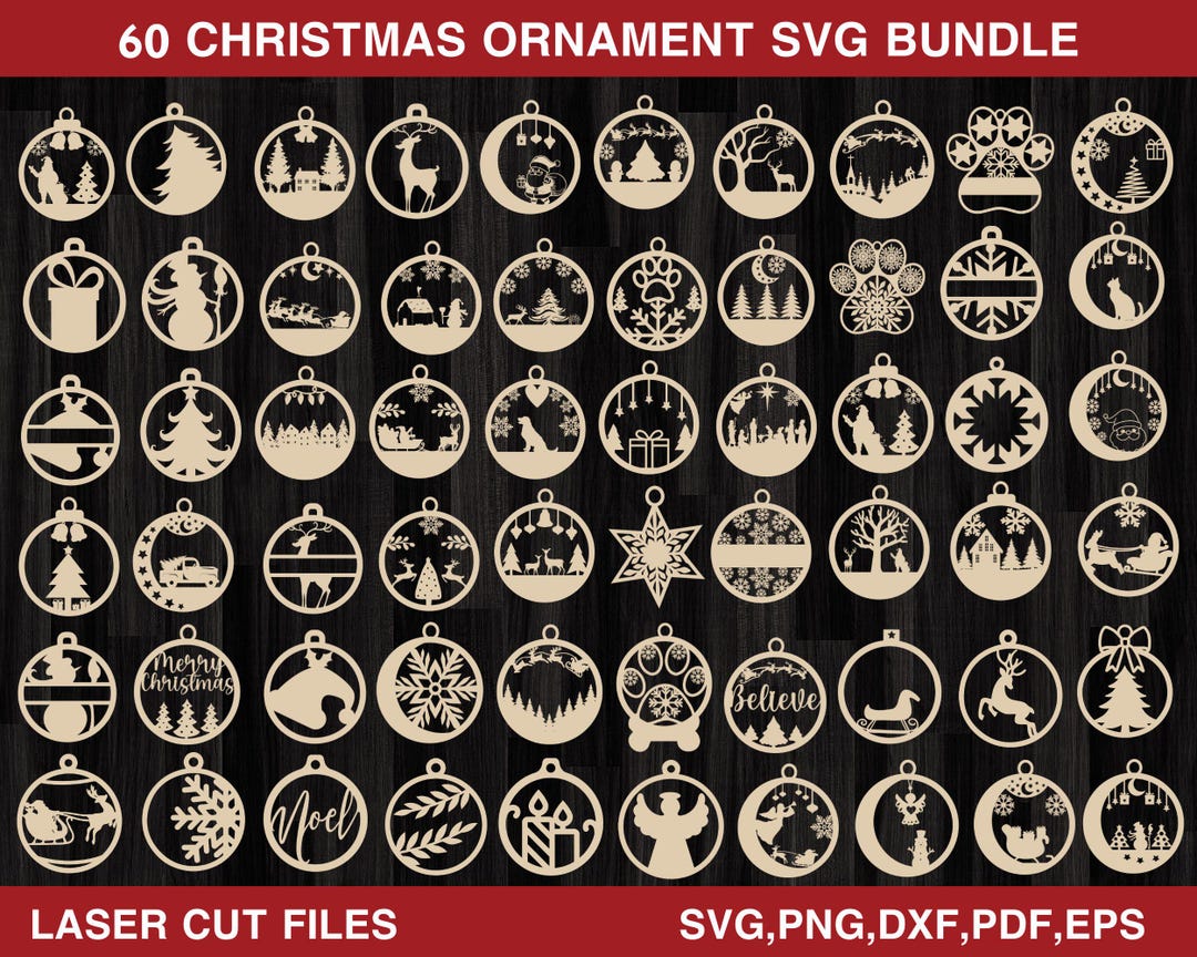 Christmas Balls Svg Bundle,christmas Ornament Laser Cut Files Glowforge ...