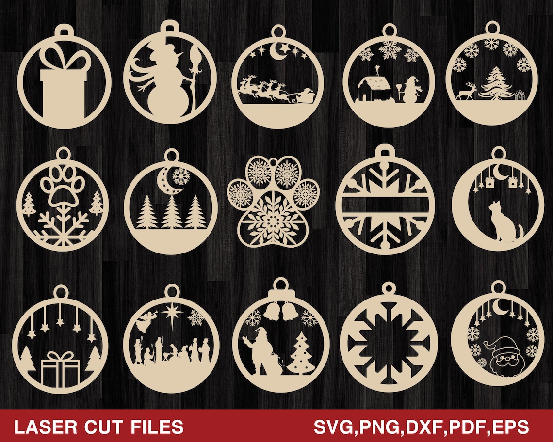 Christmas Balls Svg Bundle,christmas Ornament Laser Cut Files Glowforge ...