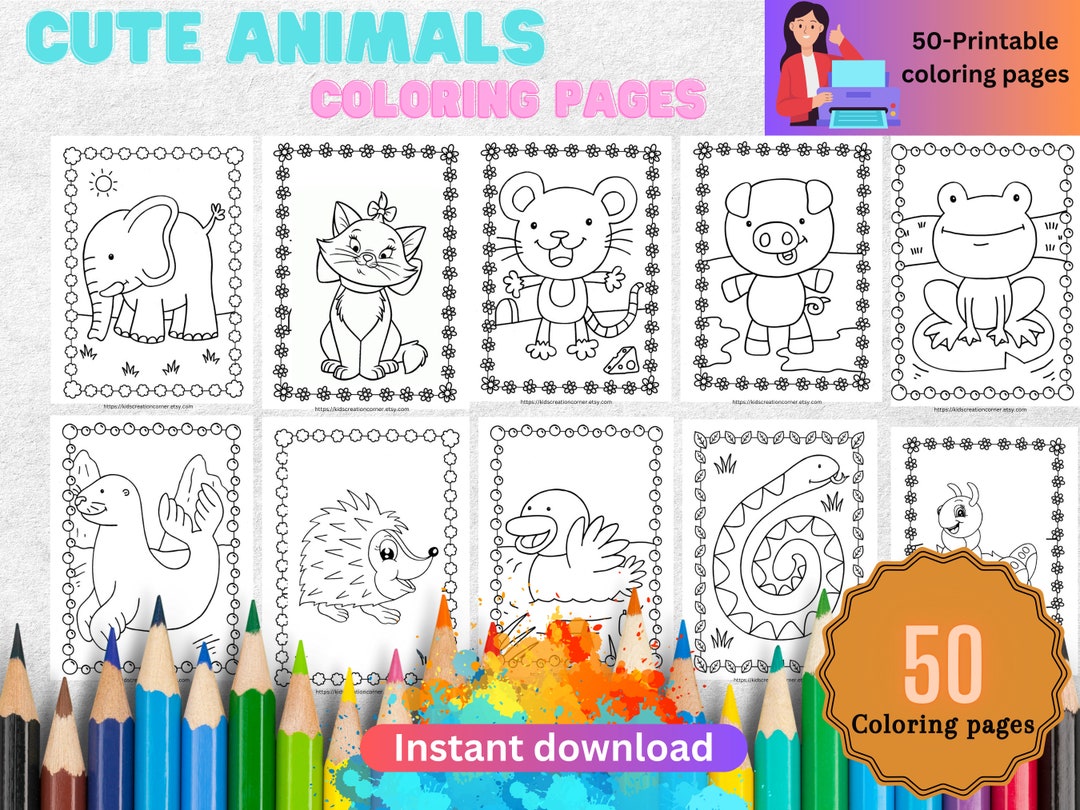 50 Bold and Easy Coloring Pages,cute Animals Coloring Pages,kids ...
