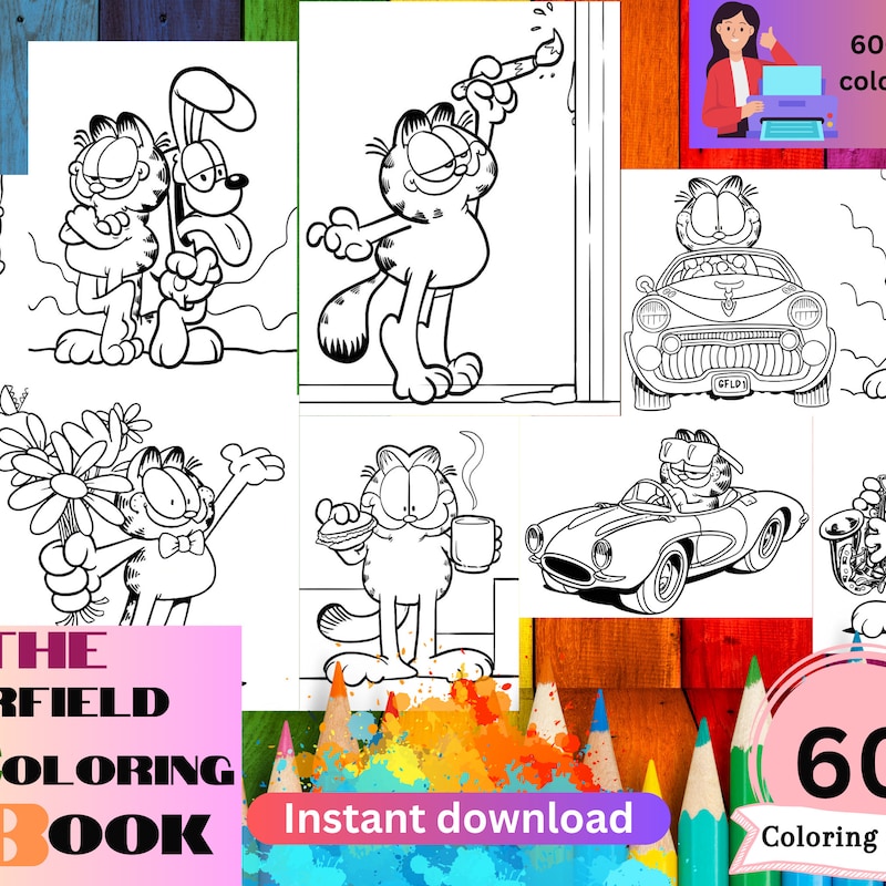 Garfield Coloring Books - Etsy
