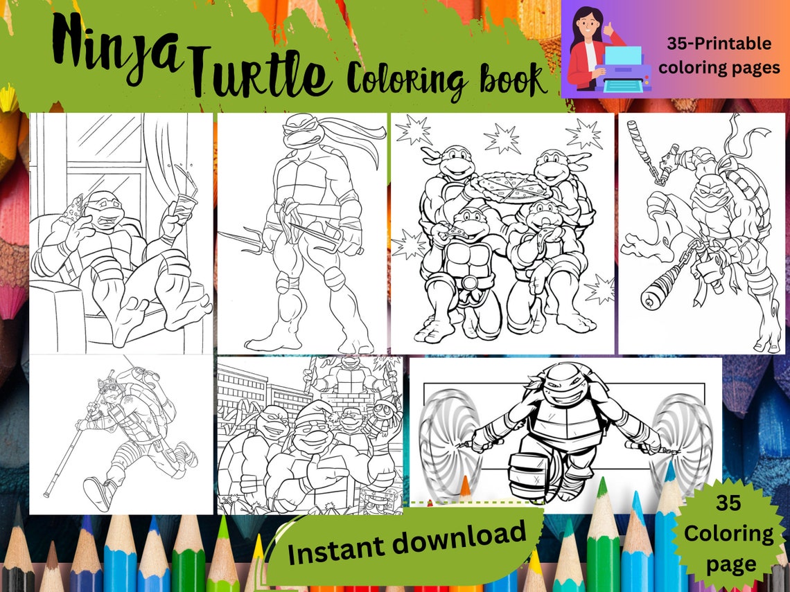 Ninja Turtle Coloring Pages,kids Coloring Book,printable Colouring ...