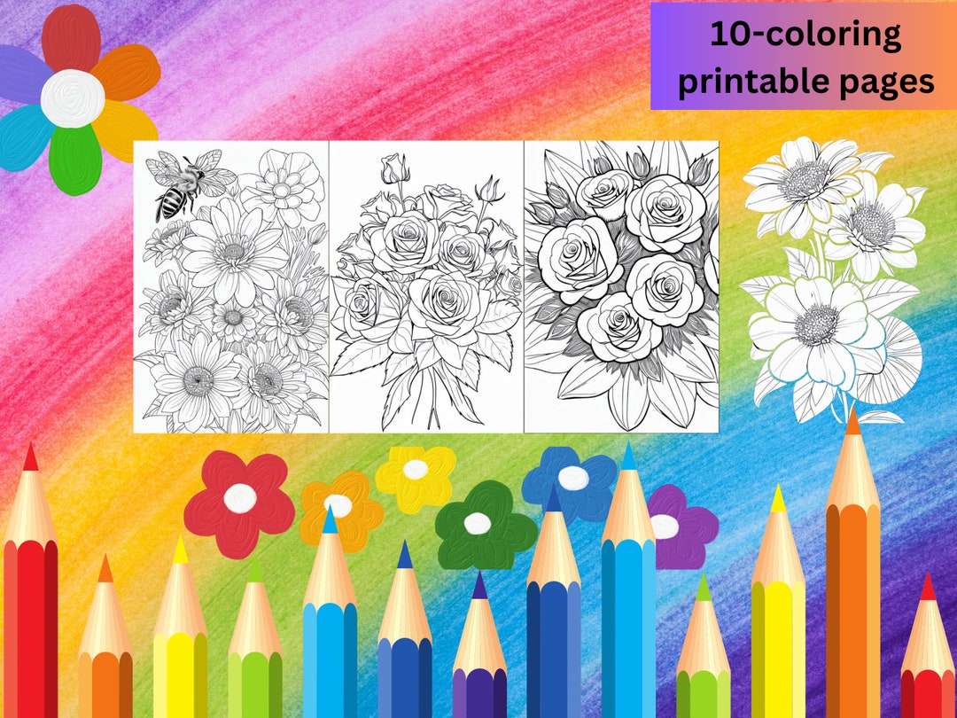 Floral Coloring Pages,printable Coloring Sheets,kids Printable Coloring ...