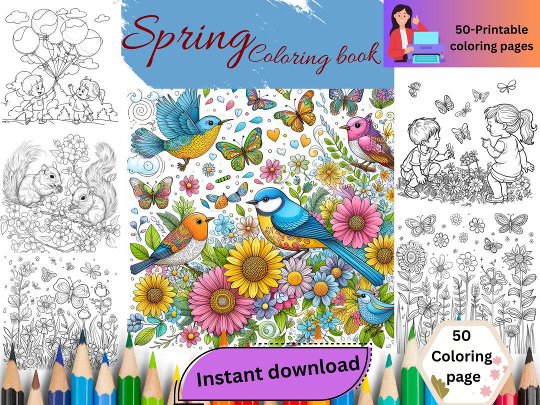 Spring Coloring Pages,spring Coloring Book,printable Coloring Sheets ...