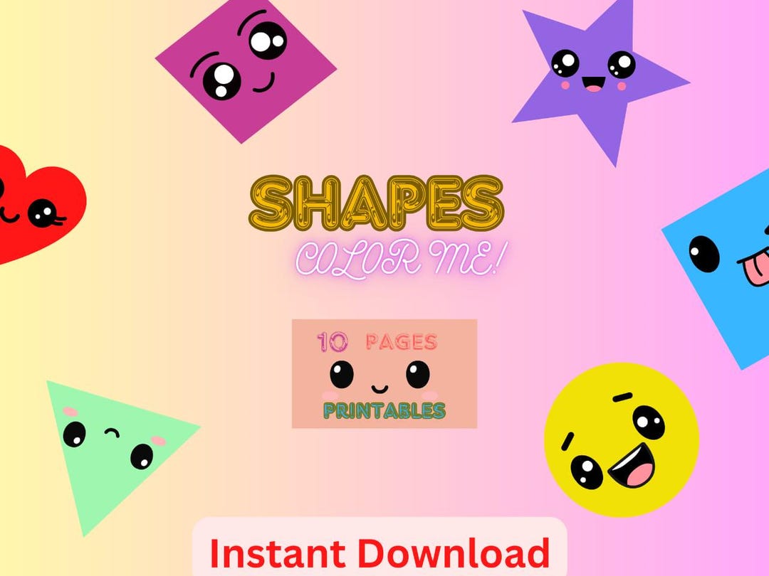 Cute Shapes Coloring Pages,kids Coloring Book,kids Basic Level Coloring ...