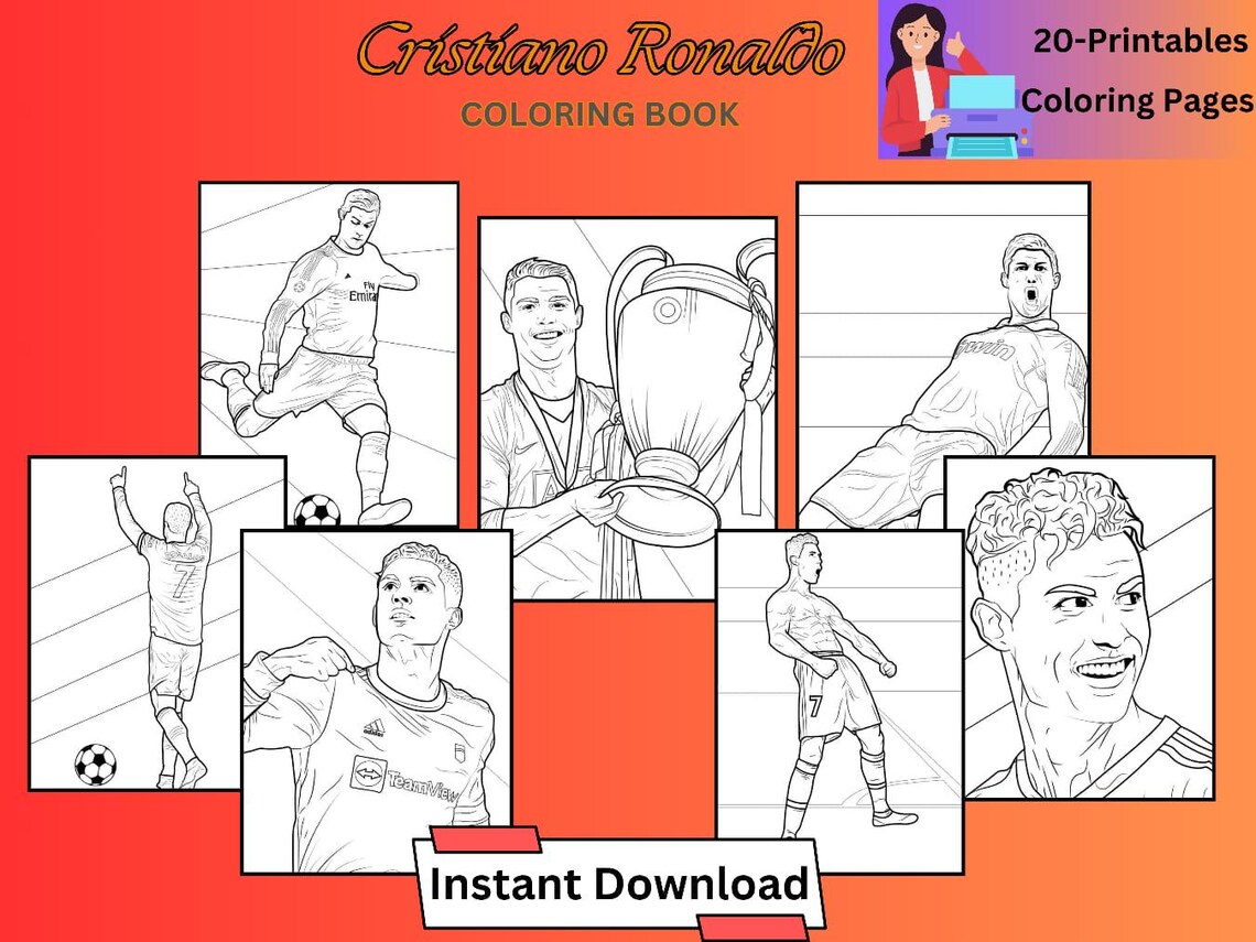 Ronaldo Coloring Pages,kids Coloring Book,football Colouring Sheets ...