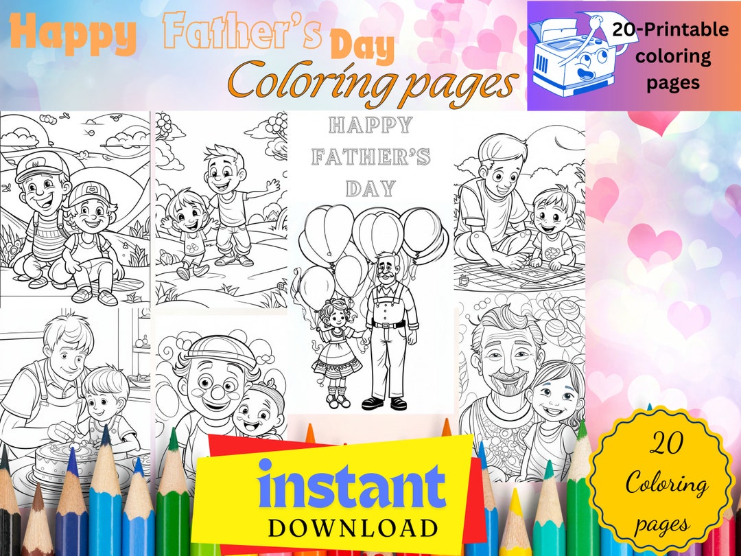 Fathers Day Coloring Pages,kids Coloring Pages,digital Prints,kids ...