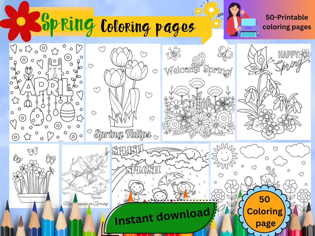 Spring Coloring Pages,floral Coloring Book,printable Coloring Sheets ...