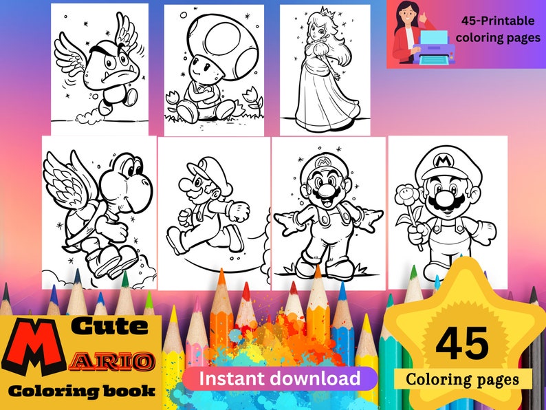 45 Mario Coloring Pages,coloring Book,kids Arts Drawings,kids Printable ...