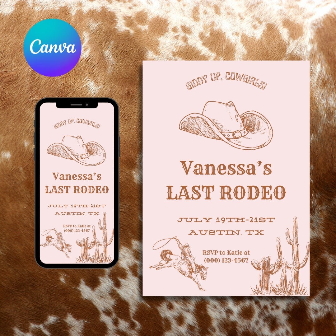 Last Rodeo Bachelorette Party Invitation, Western Bachelorette Party ...