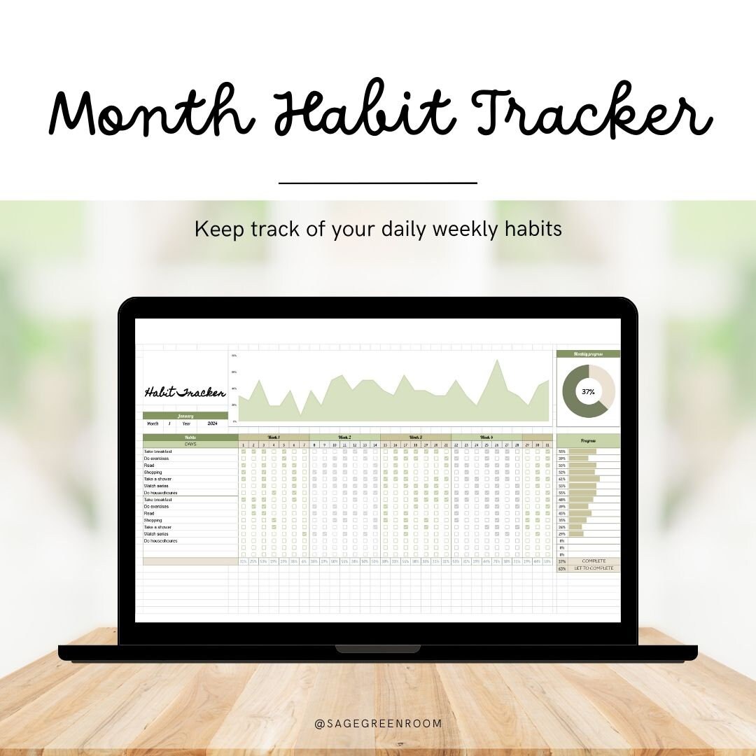 Month Habit Tracker Spreadsheet Google Sheet / Daily and Weekly - Etsy