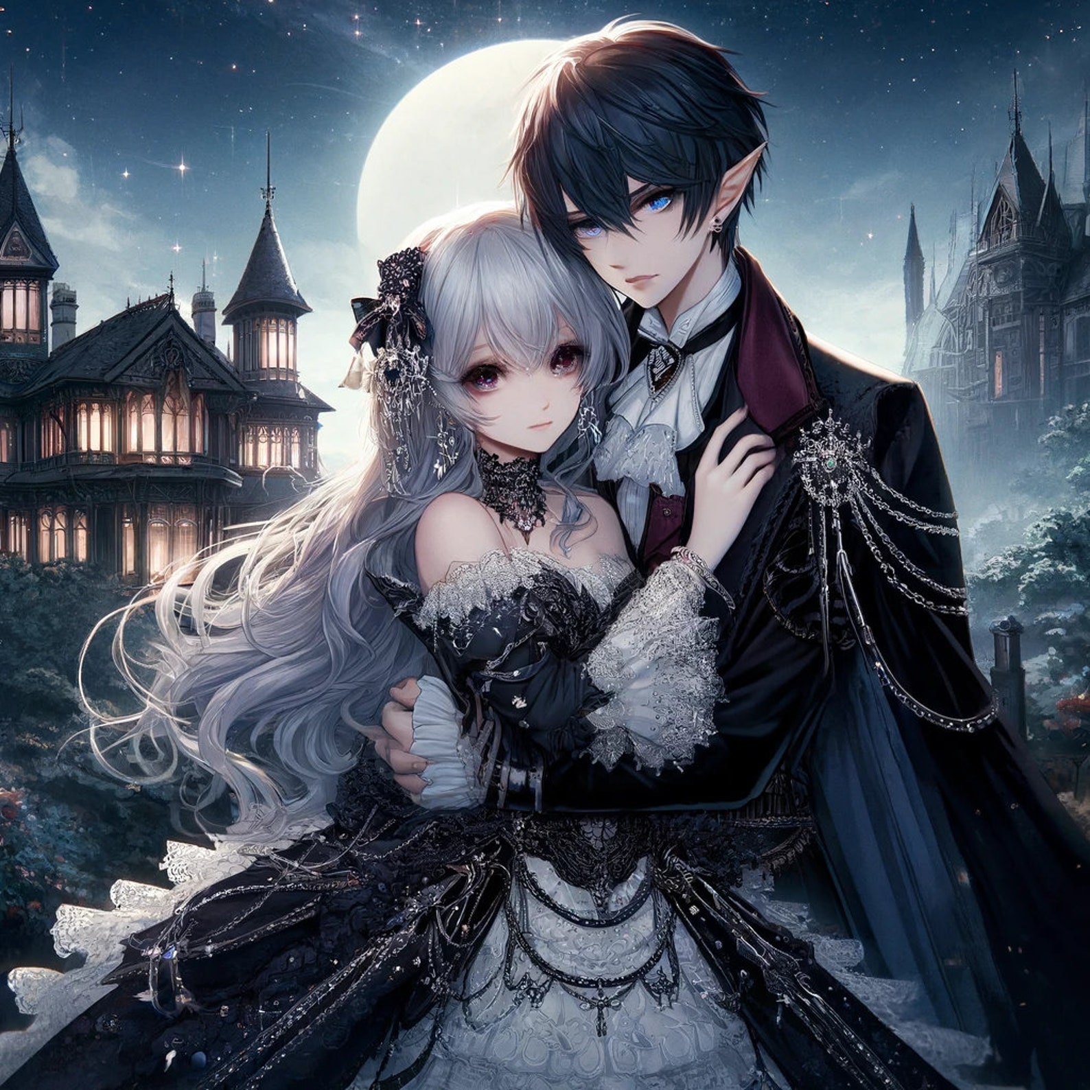 Digital Anime Picture of Vampires in Gothic Style. Perfect as Avatars ...