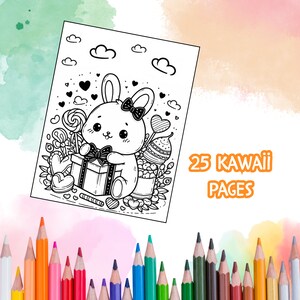 Kawaii Valentines Day Coloring Pages 25 Pages Cute Kawaii Coloring ...