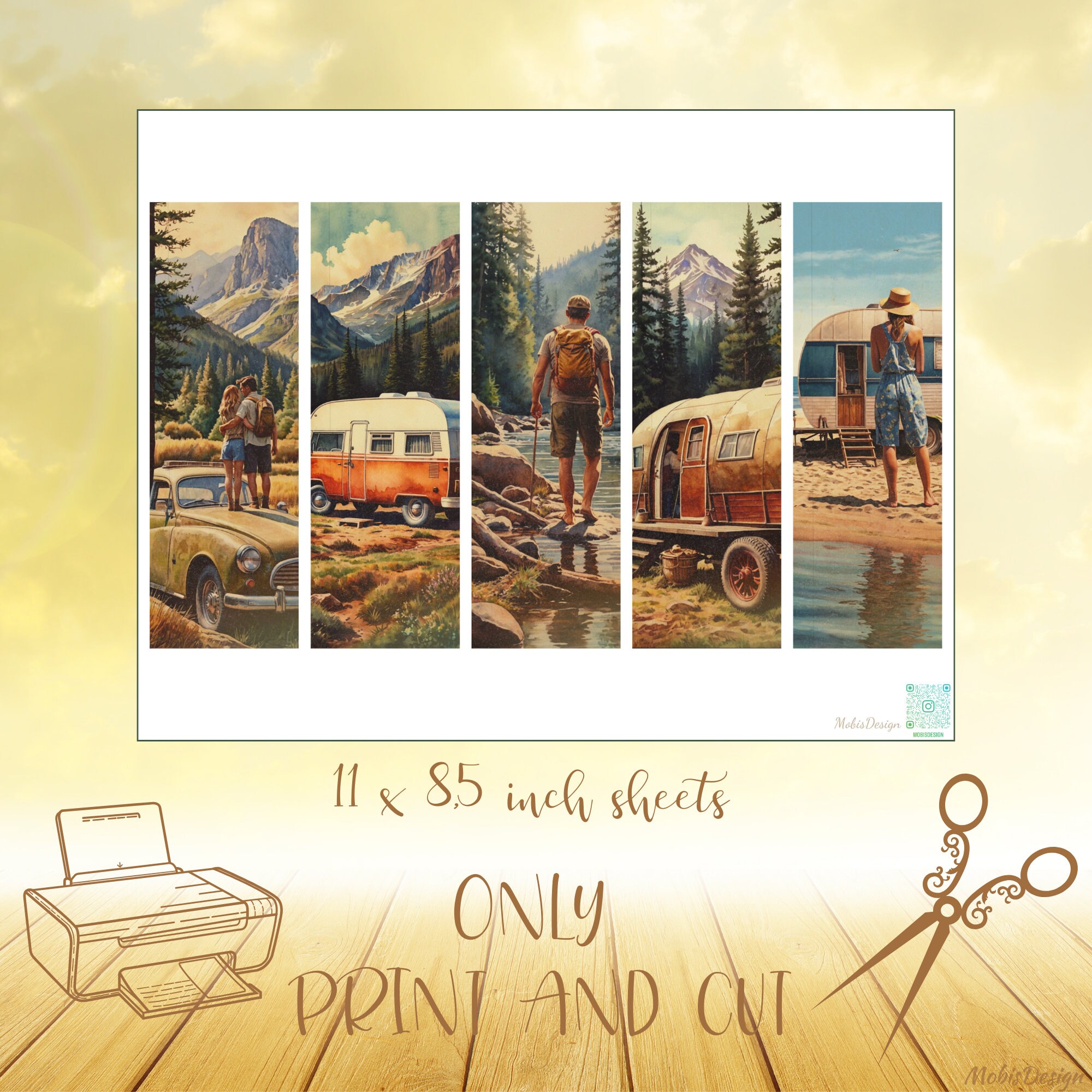 10 Camping Bookmarks Rustic Bookmark Nature Bookmark Digital Download ...