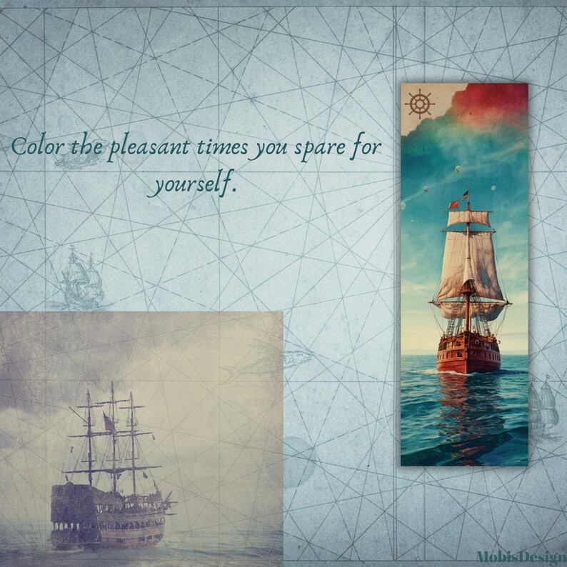 10 Vintage Nautical Bookmarks ship Bookmarks Digital Download JPG ...