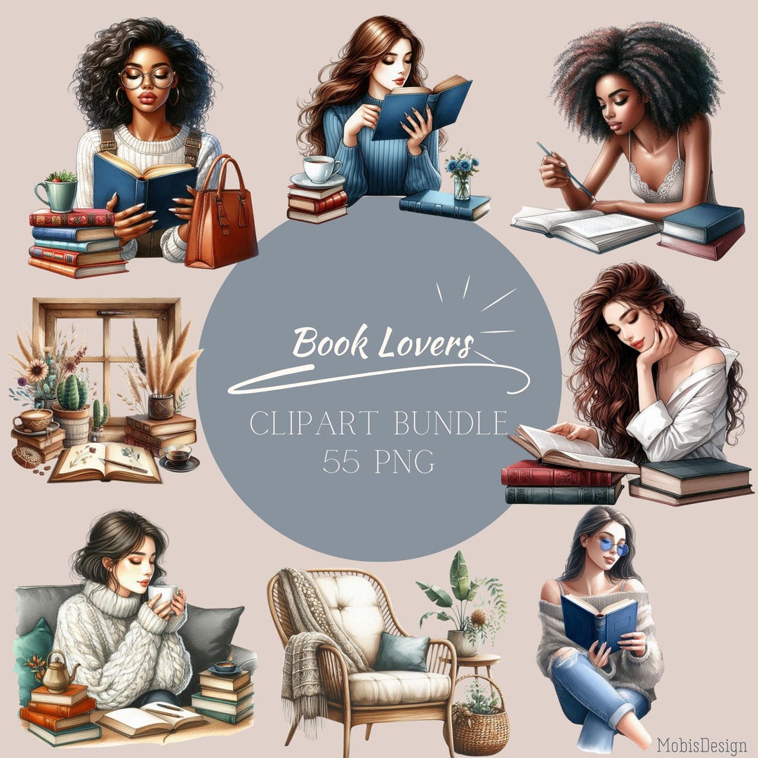 55 Watercolor Book Lovers Clipart Png Bookworm Clipart Reading Clipart ...