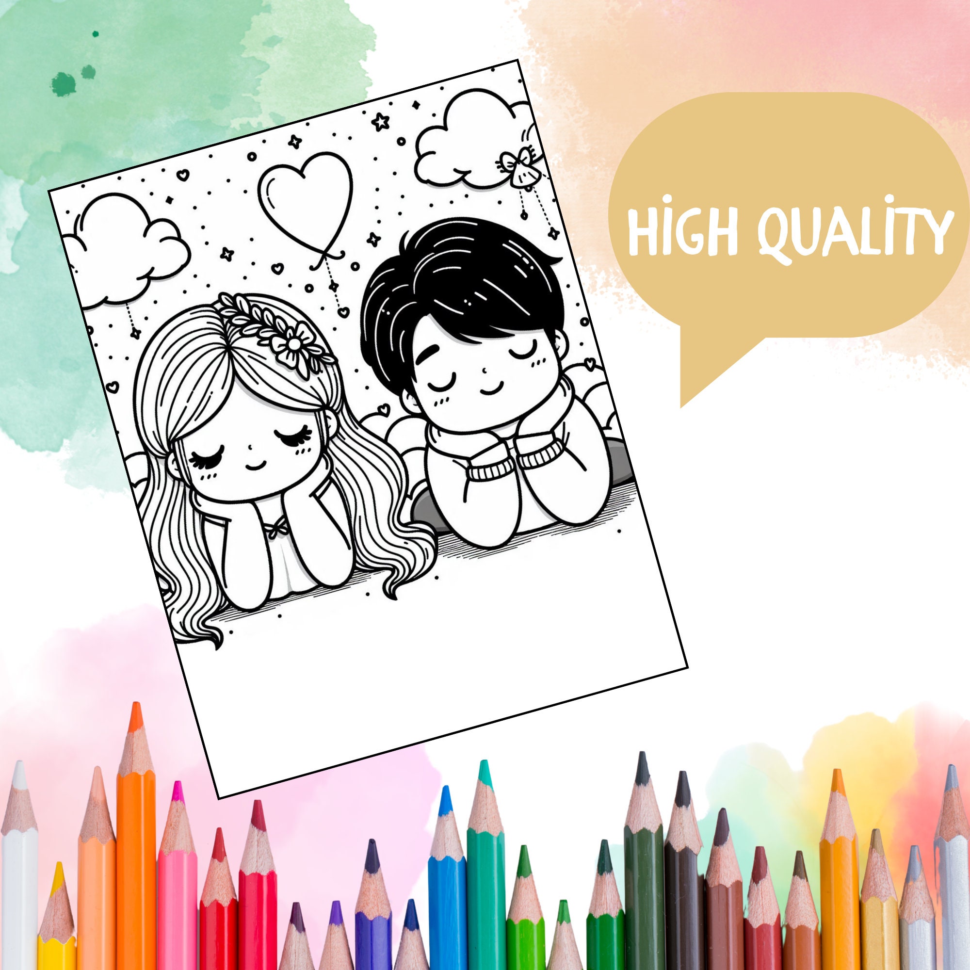 Kawaii Valentines Day Coloring Pages 25 Pages Cute Kawaii Coloring ...