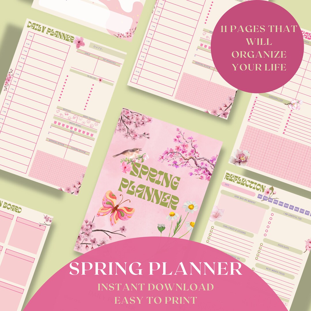 Spring Planner Digital Monthly Planner Printable Planner Undated ...