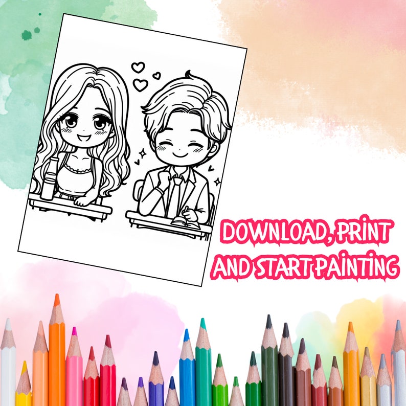 Kawaii Valentines Day Coloring Pages 25 Pages Cute Kawaii Coloring ...