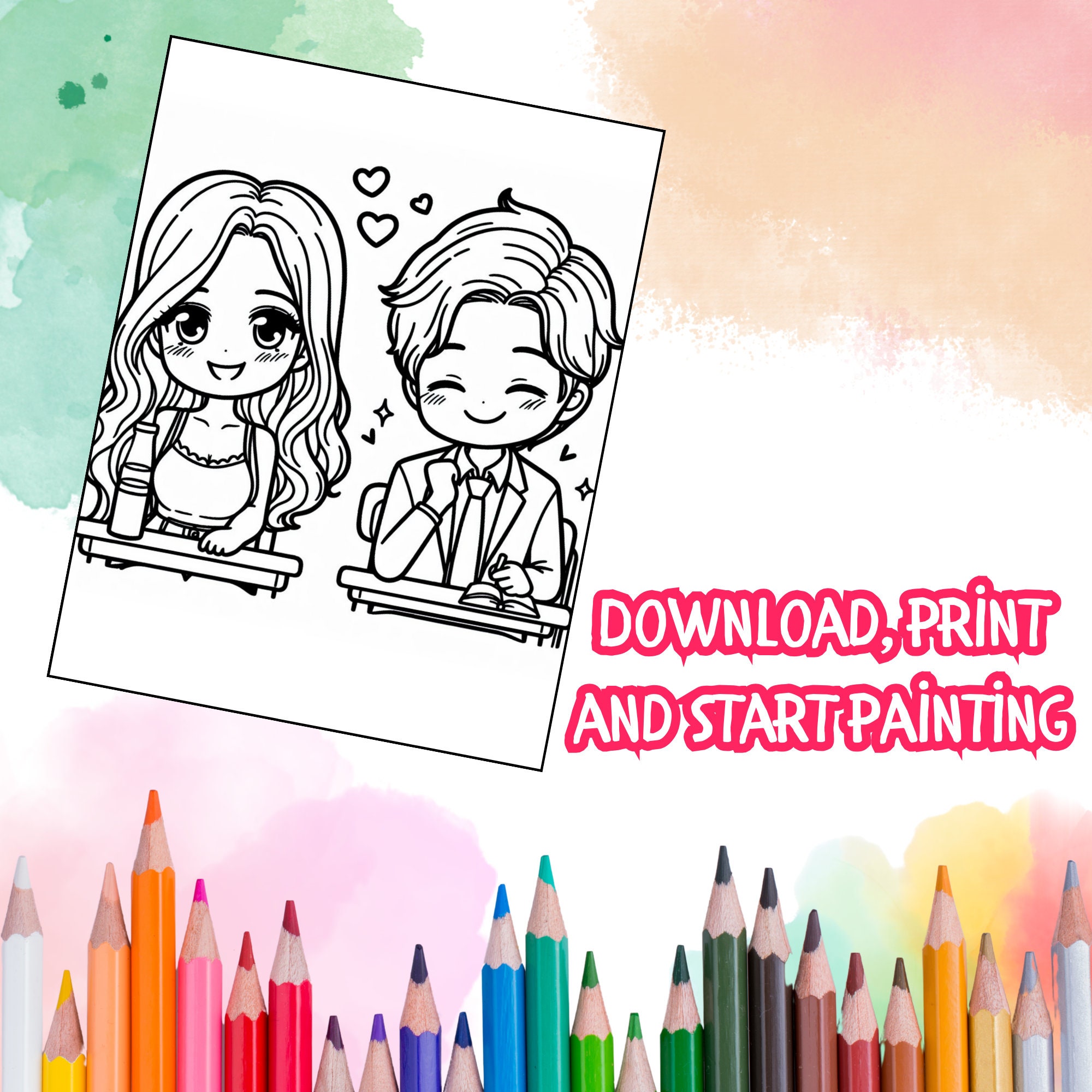 Kawaii Valentines Day Coloring Pages 25 Pages Cute Kawaii Coloring ...