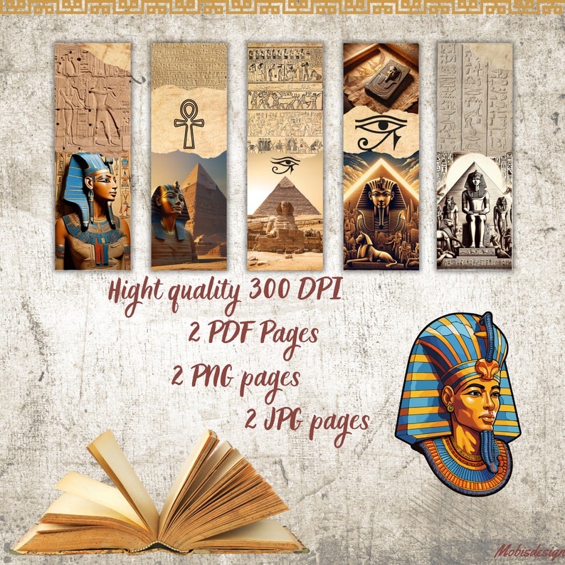 Ancient Egypt Bookmarks Ancient Bookmarks Digital Download JPG Bookmark ...