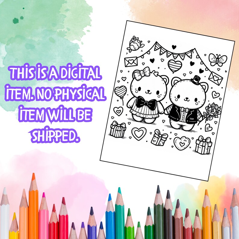 Kawaii Valentines Day Coloring Pages 25 Pages Cute Kawaii Coloring ...