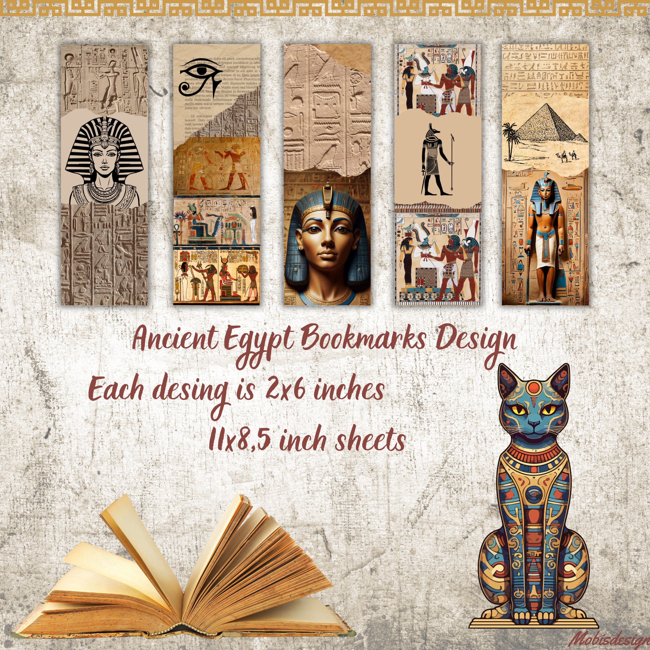 Ancient Egypt Bookmarks Ancient Bookmarks Digital Download JPG Bookmark ...