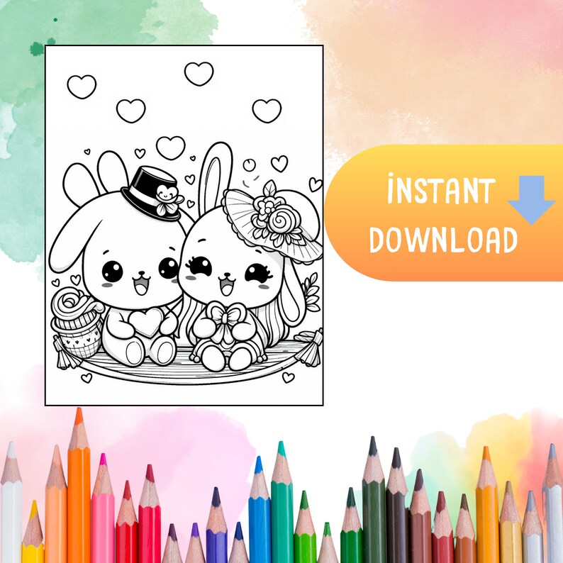 Kawaii Valentines Day Coloring Pages 25 Pages Cute Kawaii Coloring ...