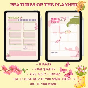 Spring Planner Digital Monthly Planner Printable Planner Undated ...