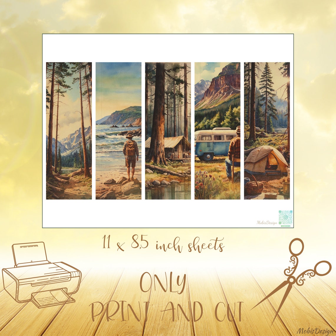 10 Camping Bookmarks Rustic Bookmark Nature Bookmark Digital Download ...
