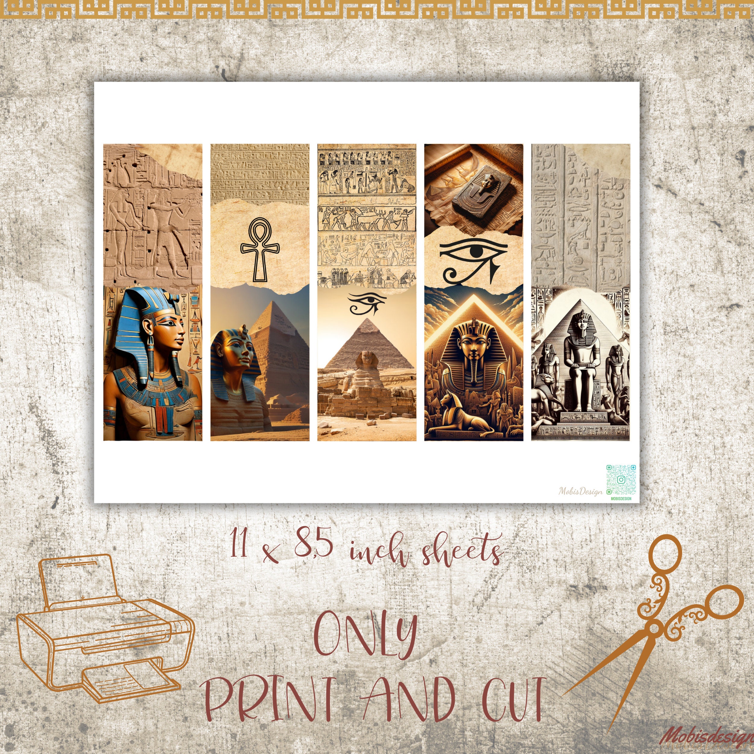 Ancient Egypt Bookmarks Ancient Bookmarks Digital Download JPG Bookmark ...