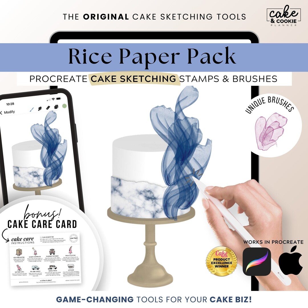 Rice Paper Cake Sketching PROCREATE Brushes & Stamps, Digital Cake ...