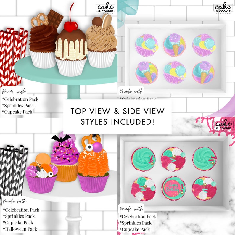 Cupcake Builder Sketching PROCREATE Stamps, Digital Cake Design, Custom ...