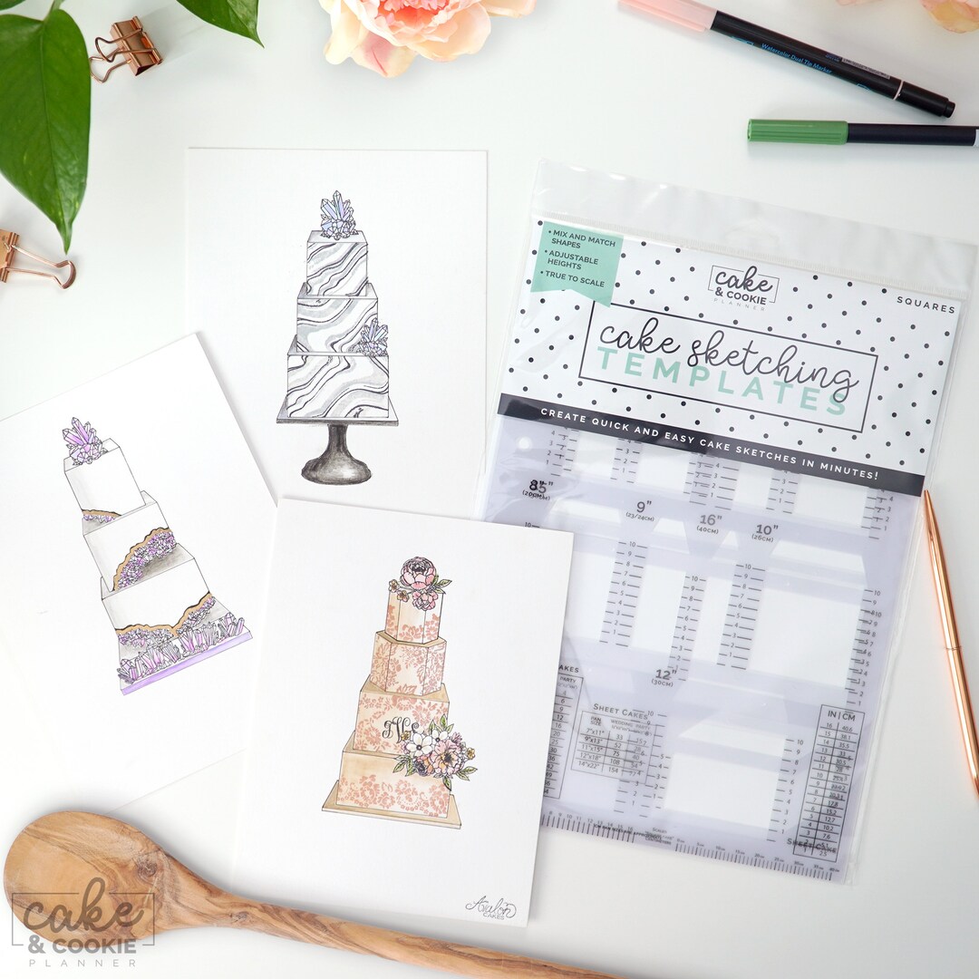 Sqaure Cake Sketching Templates - Original Award-winning Tools, Design ...