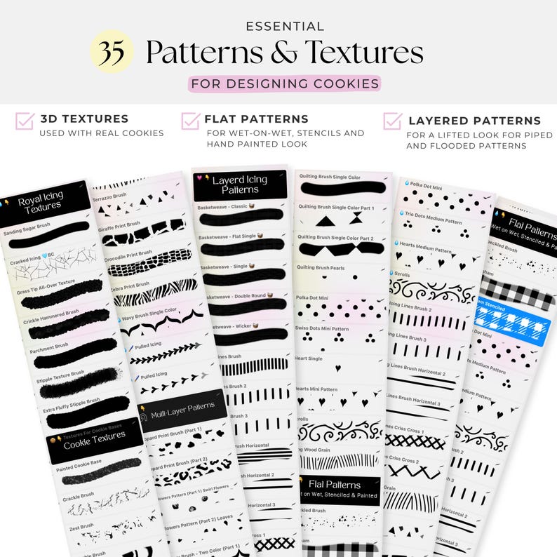 Cookie Essential Patterns and Textures Sketching PROCREATE Brushes ...