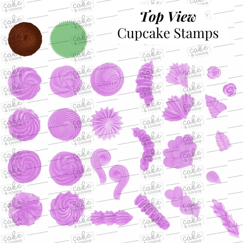 Cupcake Builder Sketching PROCREATE Stamps, Digital Cake Design, Custom ...
