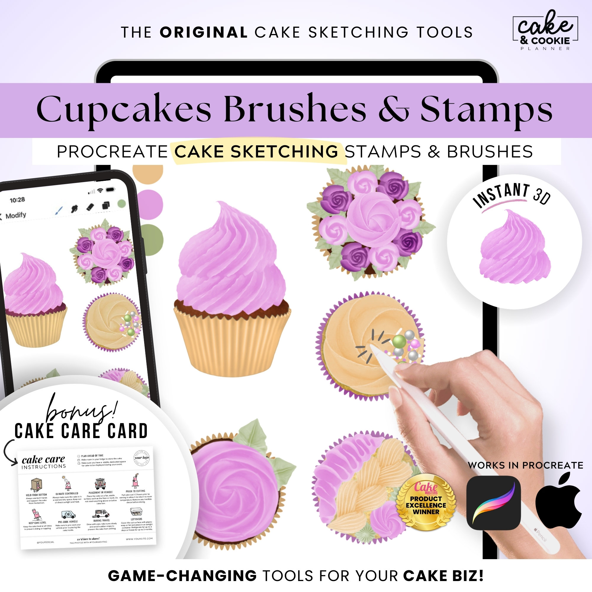 Cupcake Builder Sketching PROCREATE Stamps, Digital Cake Design, Custom ...