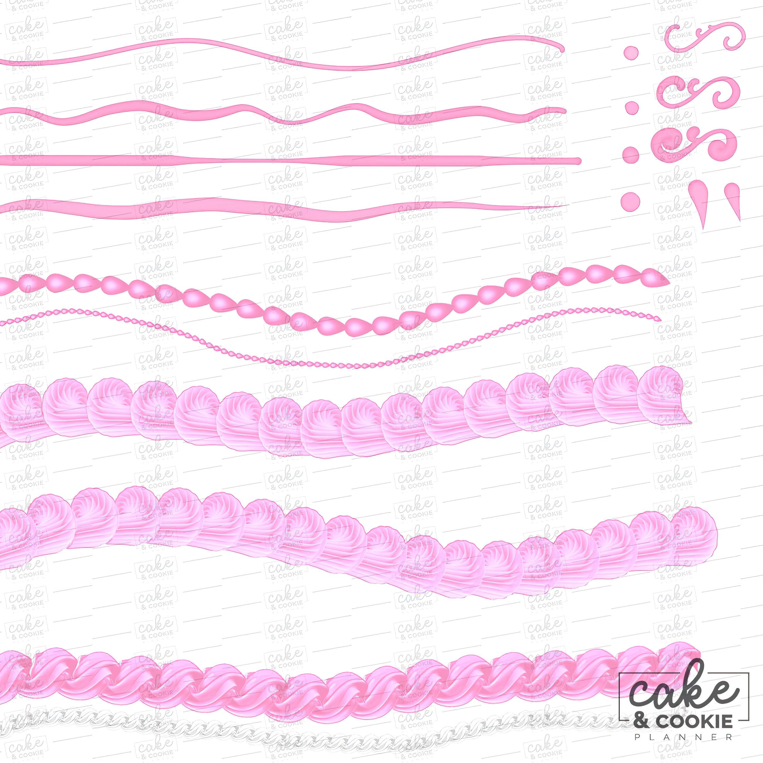 Piped Icing Cake Sketching PROCREATE Brushes & Stamps Bundle, Digital ...