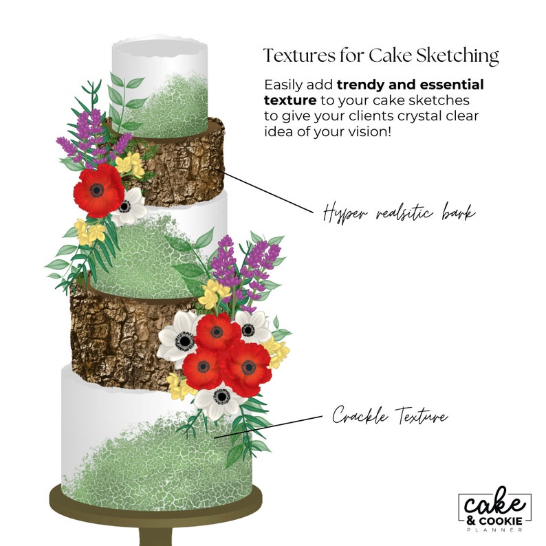 Texture Cake Sketching PROCREATE Brushes & Stamps, Digital Cake Design ...
