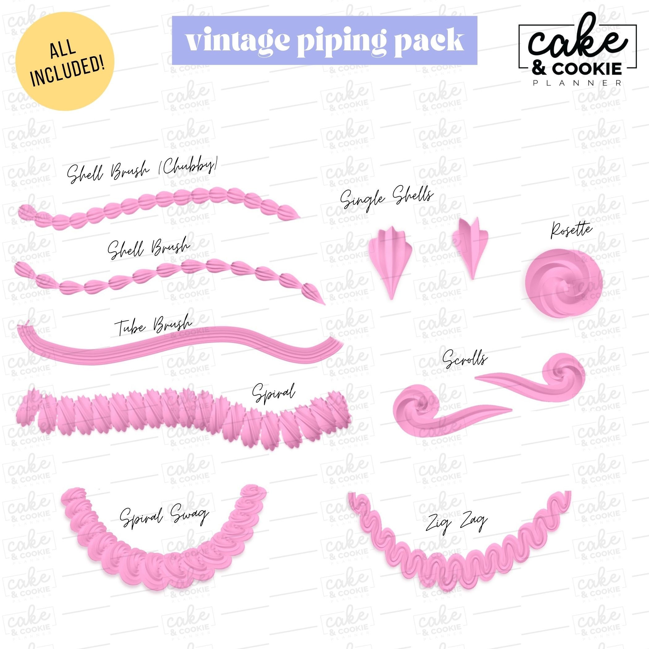 Vintage Icing & Swag Cake Sketching PROCREATE Brushes, Stamps, Digital ...