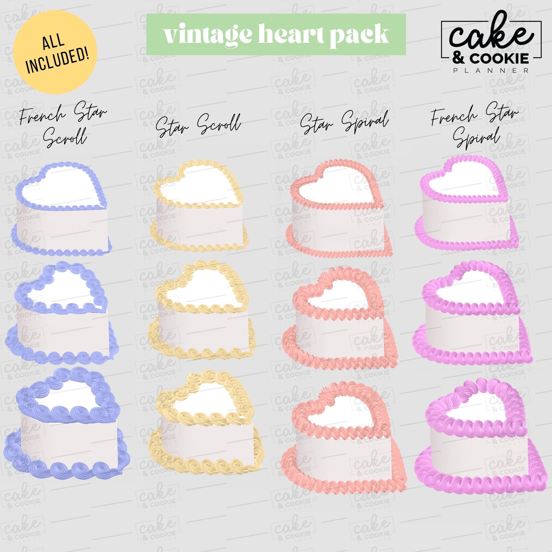 Vintage Heart Cake Sketching PROCREATE Brushes & Stamps, Digital Cake ...